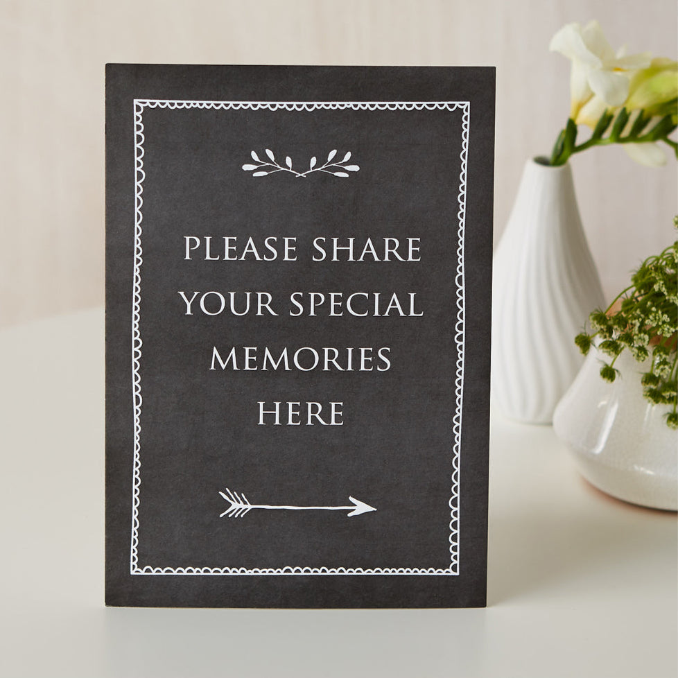 Set of 2 Black Funeral Signs: 'Please Share Your Special Memories Here ...
