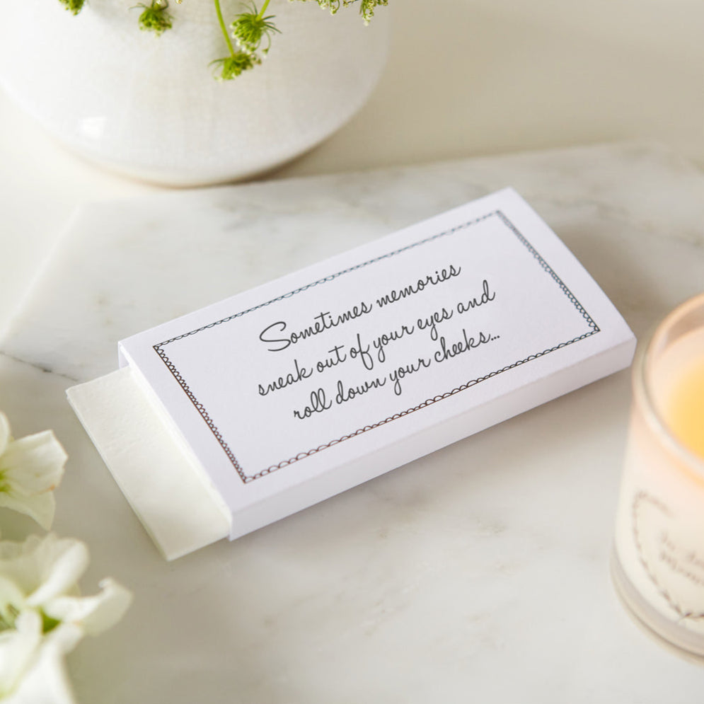 10 White Filled Funeral Tissue Favours – Angel & Dove